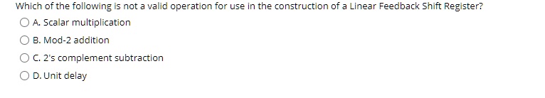 SOLVED: Which of the following is not a valid operation for use in the construction of a Linear ...