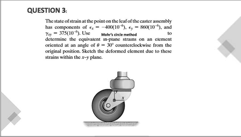 question 3 the state of strain at the point on the leaf of the caster ...
