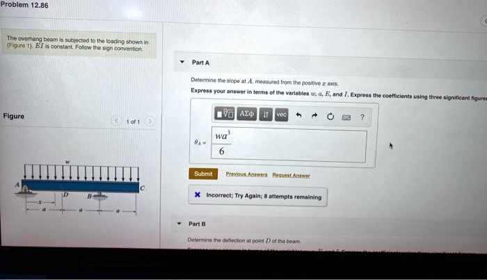 Problem 12.86 The overhang beam is subjected to the loading shown in ...