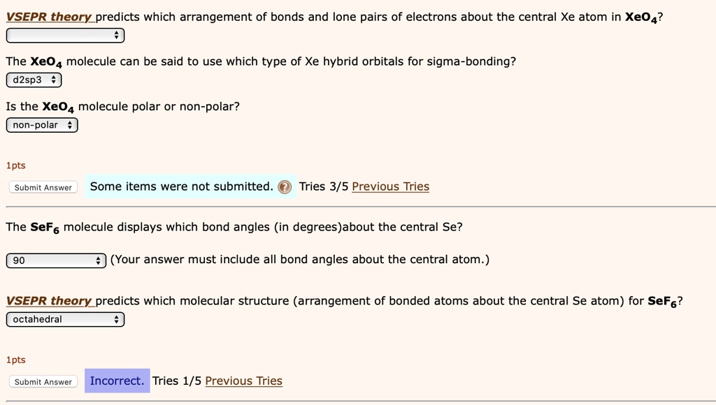 vsepr theorypredicts which arrangement of bonds and lone pairs of ...