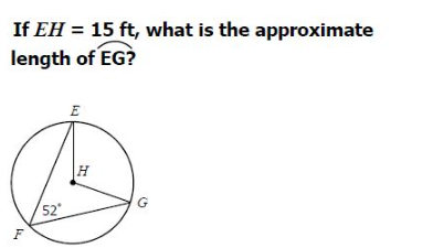 If E H=15 ft, what is the approximate length of EG?