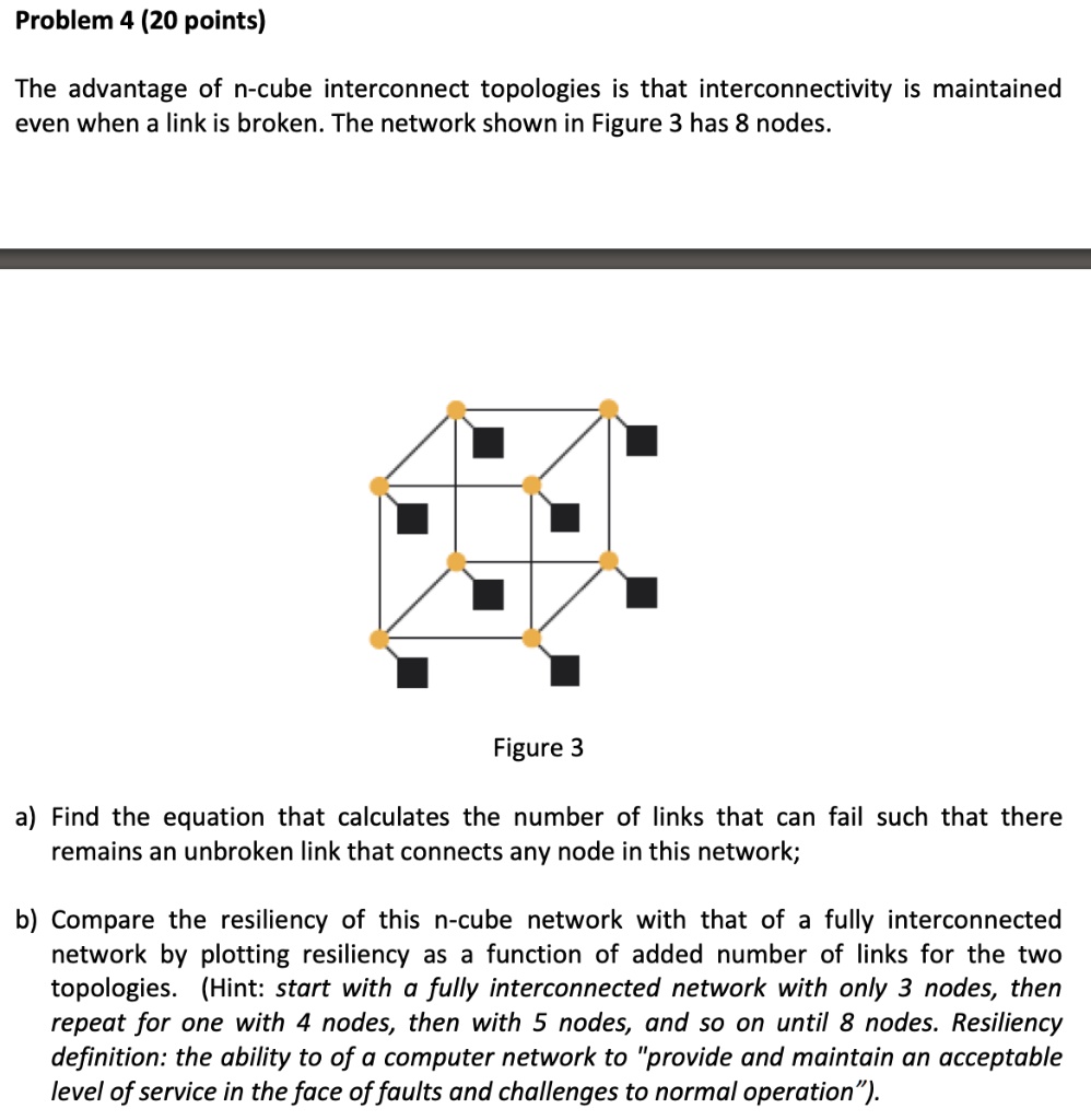 SOLVED: Problem 4 (20 points) The advantage of n-cube interconnect topologies is that ...