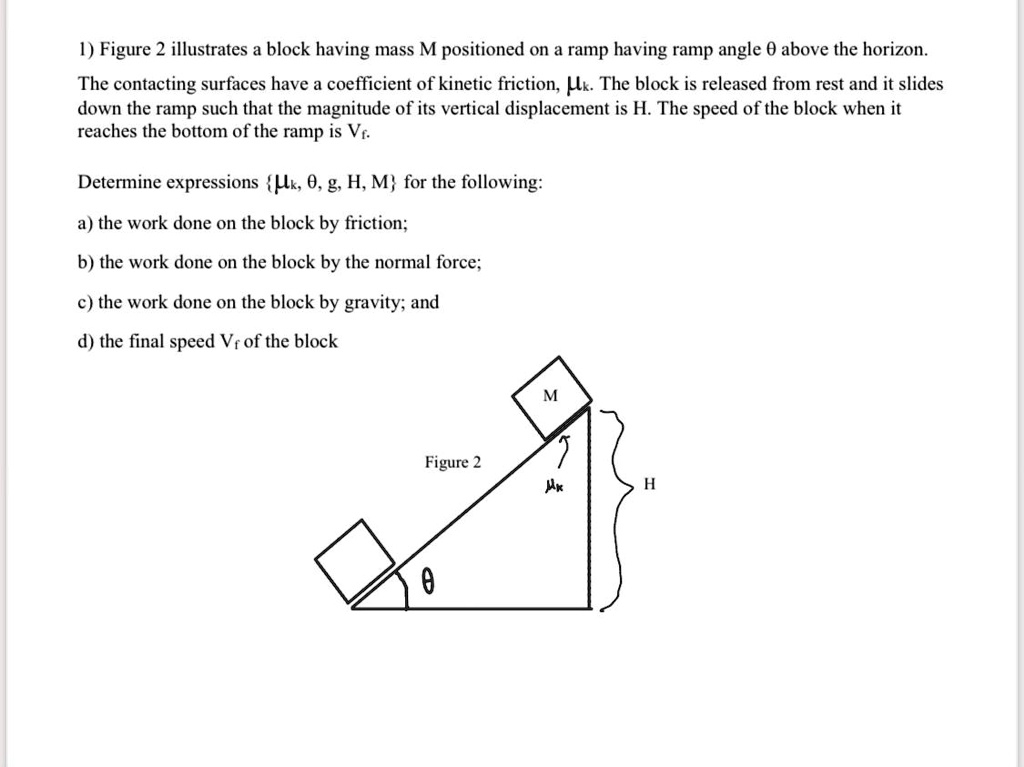 SOLVED: Figure 2 illustrates a block having mass M positioned on a ramp ...