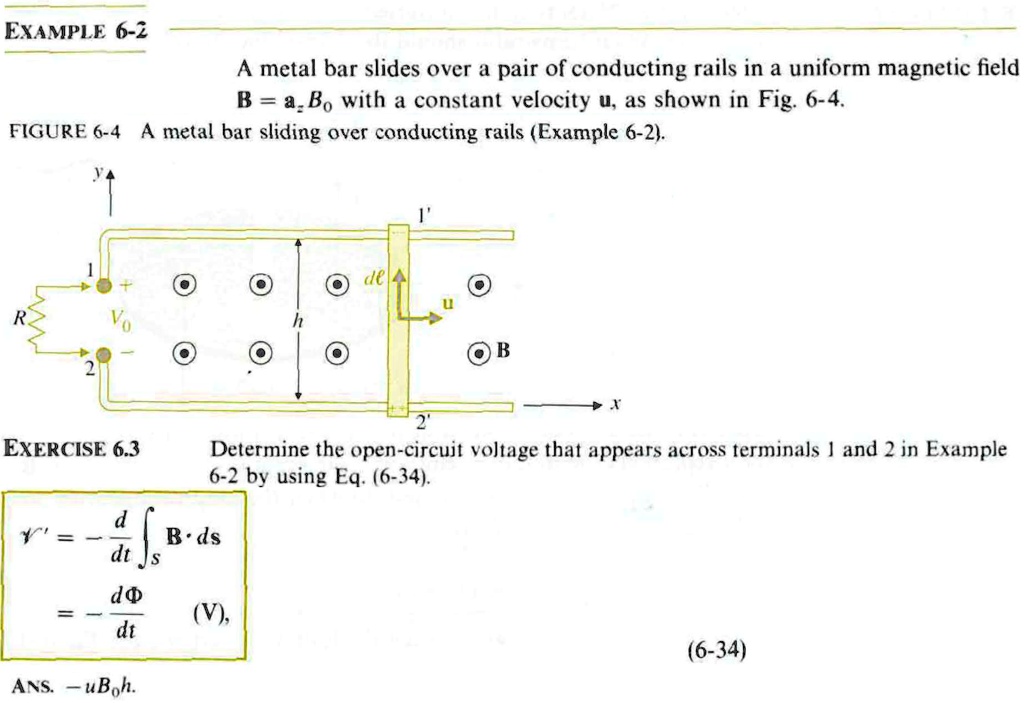 SOLVED: Example 6-2 A metal bar slides over a pair of conducting rails ...