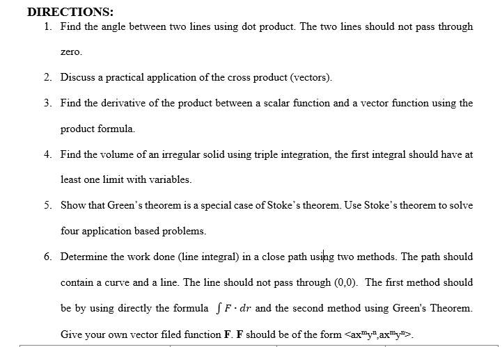 SOLVED: DIRECTIONS: Find the angle between FTo lines using dot product ...
