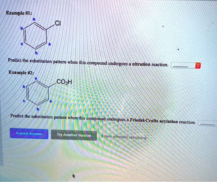 SOLVED: Erarple #1: Predict the substitution pattern when this compound undergoes nitration ...