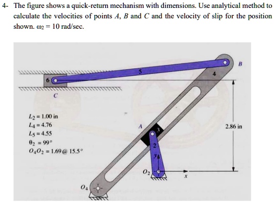 4- The figure shows a quick-return mechanism with dimensions. Use ...