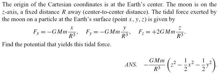 SOLVED: The origin of the Cartesian coordinates is at the Earth's ...