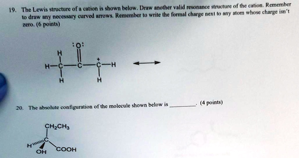 19 the lewis structure of a cation is shown below draw another valid ...