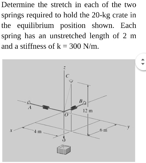 SOLVED: Determine the stretch in each of the two springs required to ...