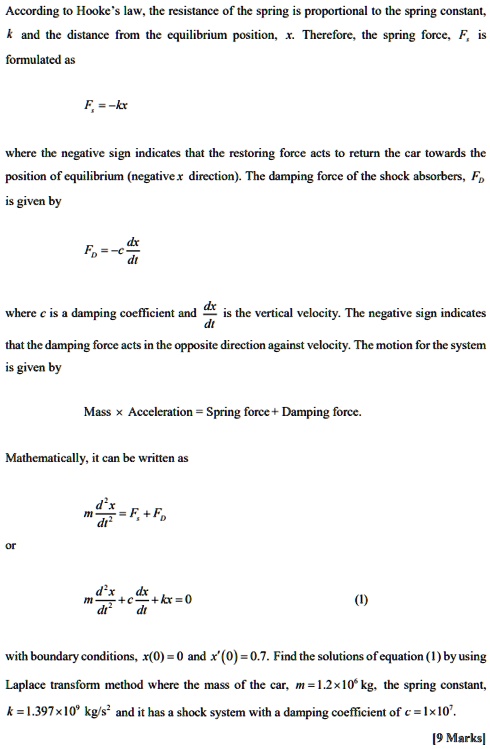 SOLVED: According Hooke" the resistance of the spring proportiona) the ...