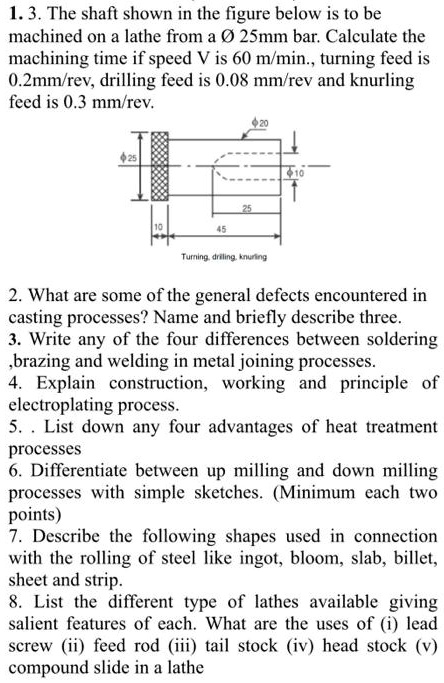 1. 3. The shaft shown in the figure below is to be machined on a lathe ...