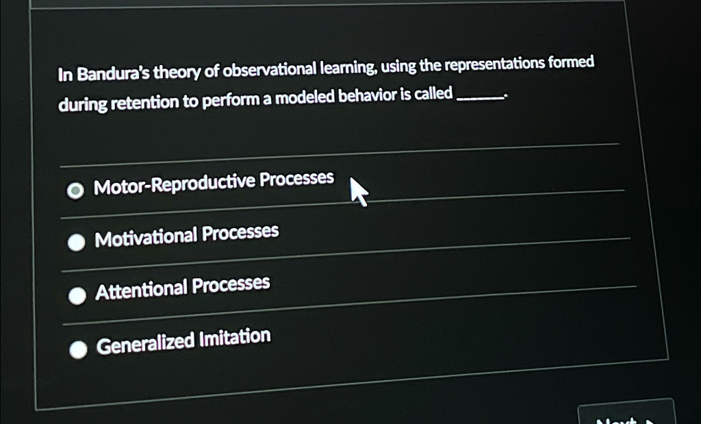 In Bandura's theory of observational learning, using the ...