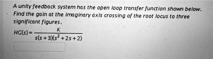 Video Solution A Unity Feedback System Has The Open Loop Transfer Function Shown Below Find