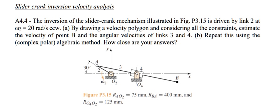 Slider crank inversion velocity analysis A4.4 - The inversion of the slider-crank mechanism ...