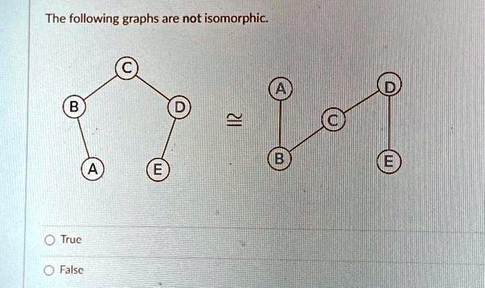 SOLVED: The following graphs are not isomorphic. E A E False