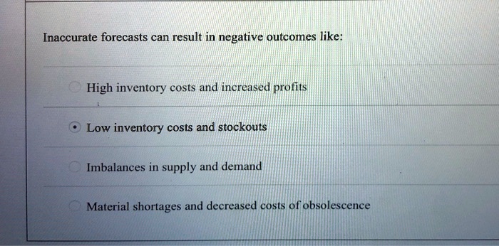 Inaccurate forecasts can result in negative outcomes like: High ...