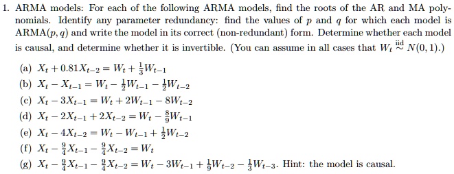 1 Arma Models For Each Of The Following Arma Models Find The Roots