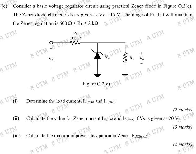 SOLVED: Consider basic voltage regulator circuit using practical Zener diode in Figure 0.2(c ...