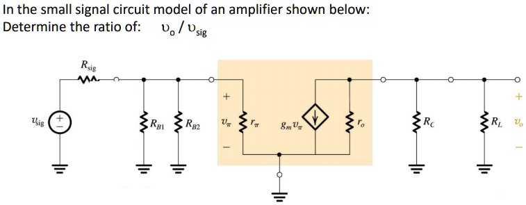 SOLVED: In the small signal circuit model of an amplifier shown below ...
