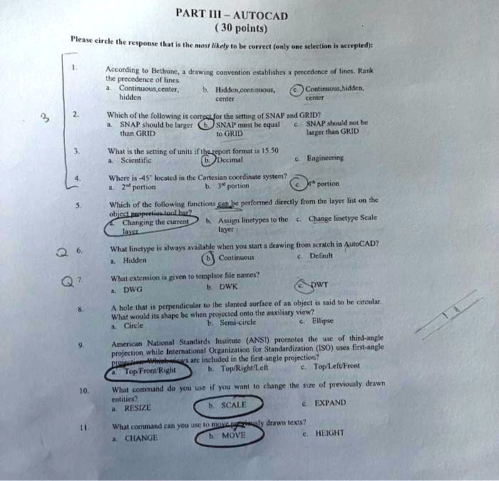 SOLVED: Texts: AUTOCAD, I need help with questions #5 and #8. PART II ...