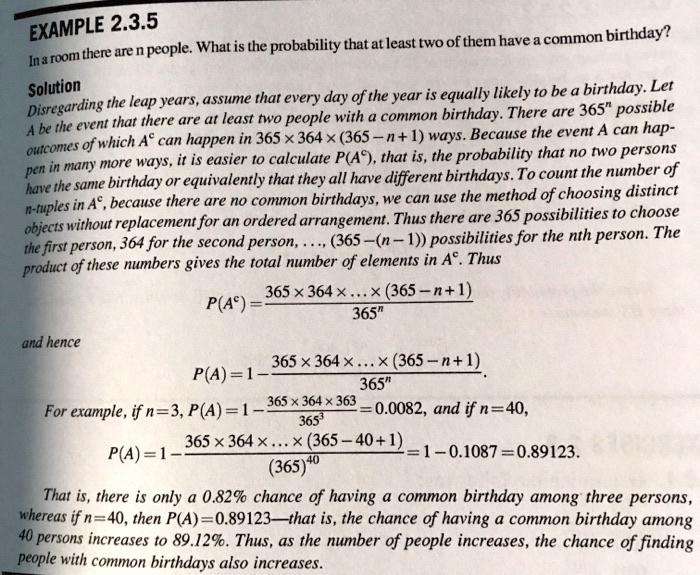 example 235 common birthday room then ae n people what is the ...