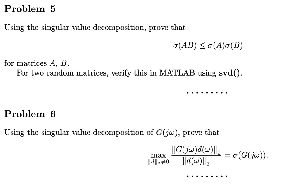 Solved Problem 5 Using The Singular Value Decomposition Prove That Oab 