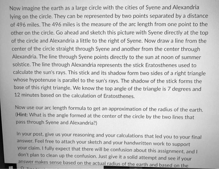 SOLVED: Now imagine the earth as a large circle with the cities of ...