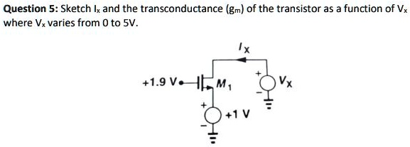 SOLVED: Question 5: Sketch Ix and the transconductance gm of the ...