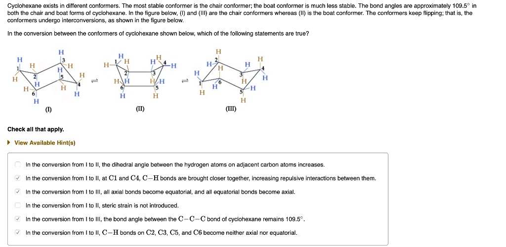 cyclohexane exists in different conformers the most stable conformer ...
