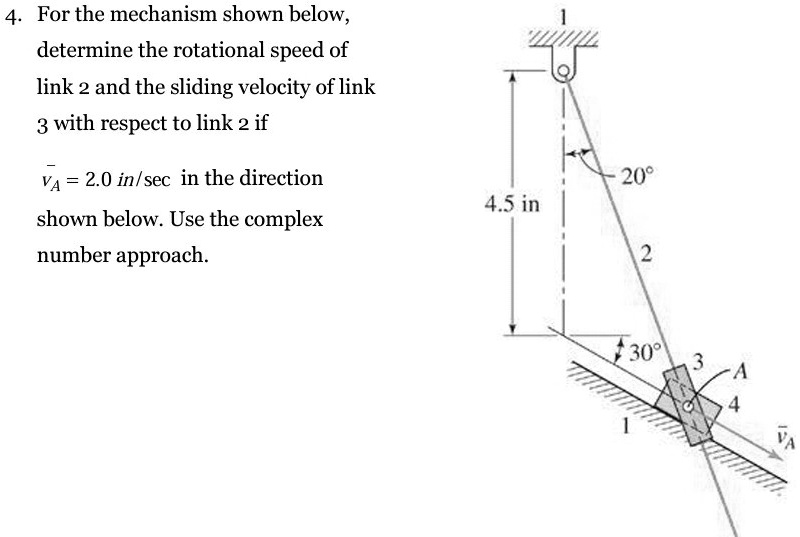SOLVED: 4. For the mechanism shown below determine the rotational speed ...