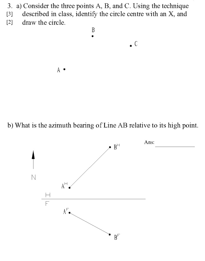 SOLVED: 3. a) Consider the three points A, B, and C. Using the ...