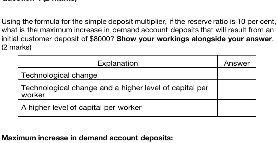 Using the formula for the simple deposit multiplier, if the reserve ...