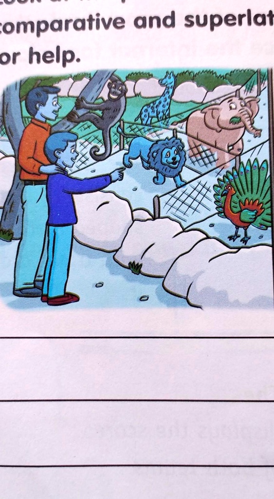 SOLVED: 'look at the picture below and write four sentences using ...