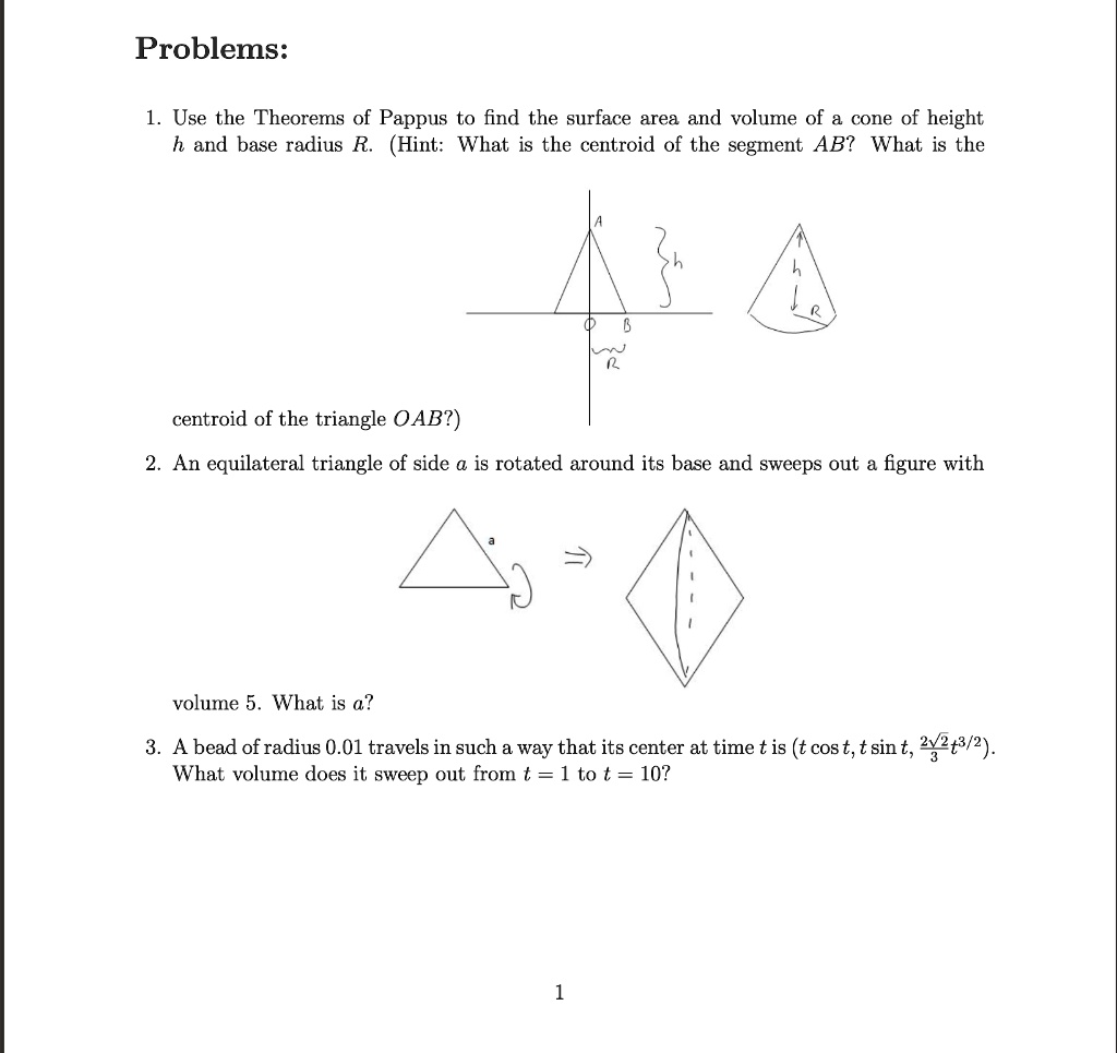 problems use the theorems of pappus to find the surface area and volume ...