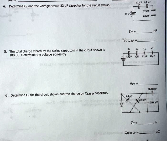 SOLVED: 4. Determine Cr and the voltage across 22 Î¼F capacitor for the circuit shown. 5. The ...