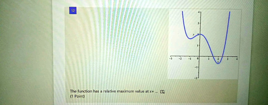 SOLVED: The function has relative maximum value atx= Point) SOLVED: The function has relative maximum value atx= Point)