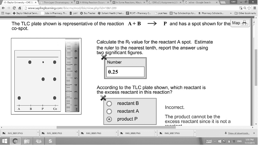 SOLVED: The TLC plate shown is representative of the reaction and has a spot shown for the co ...