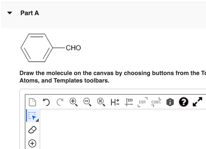 Part A Draw the molecule on the canvas by choosing buttons from the ...