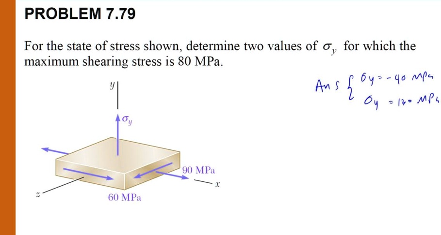 PROBLEM 7.79 For the state of stress shown, determine two values of for ...