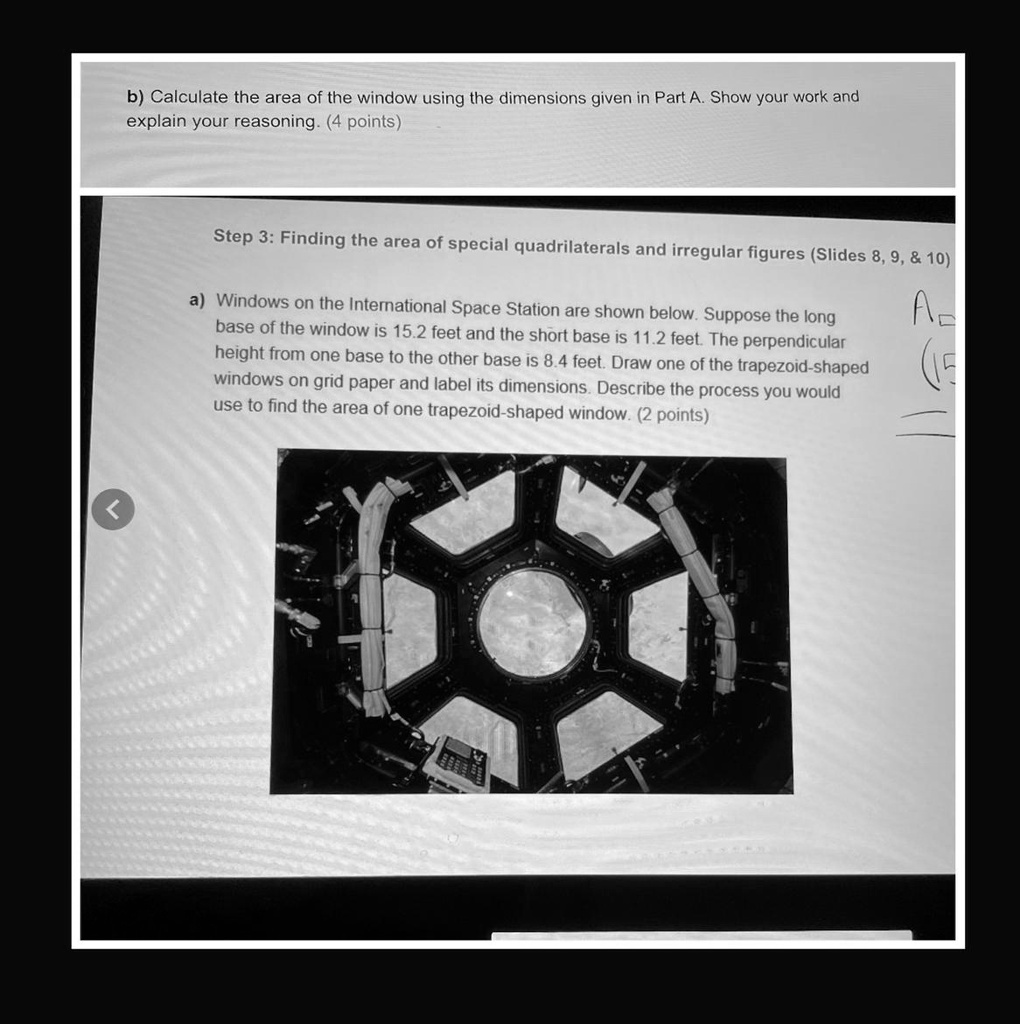 b) Calculate the area of the window using the dimensions given in Part ...
