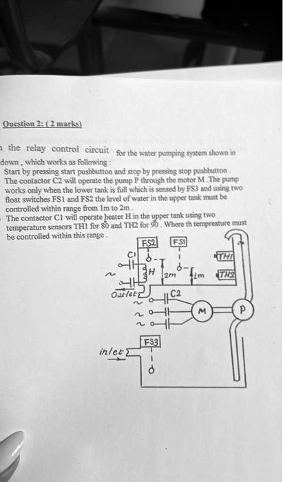 Question 2: (2 marks) the relay control circuit for the water pumping ...