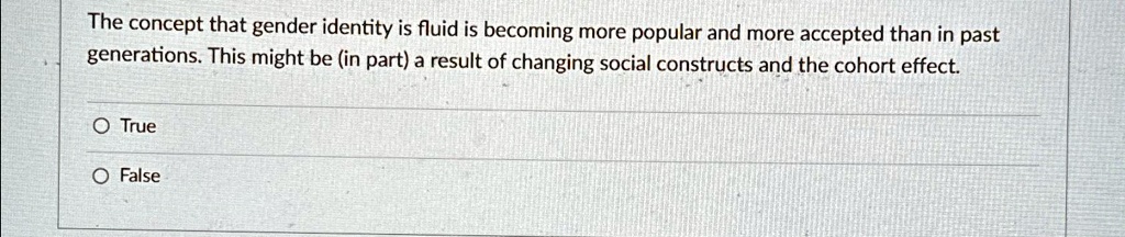 SOLVED: The concept that gender identity is fluid is becoming more ...