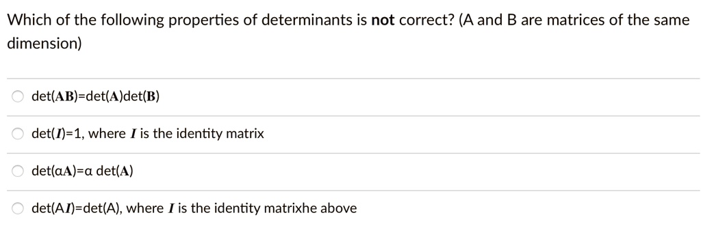Which of the following properties of determinants is not correct? (A ...