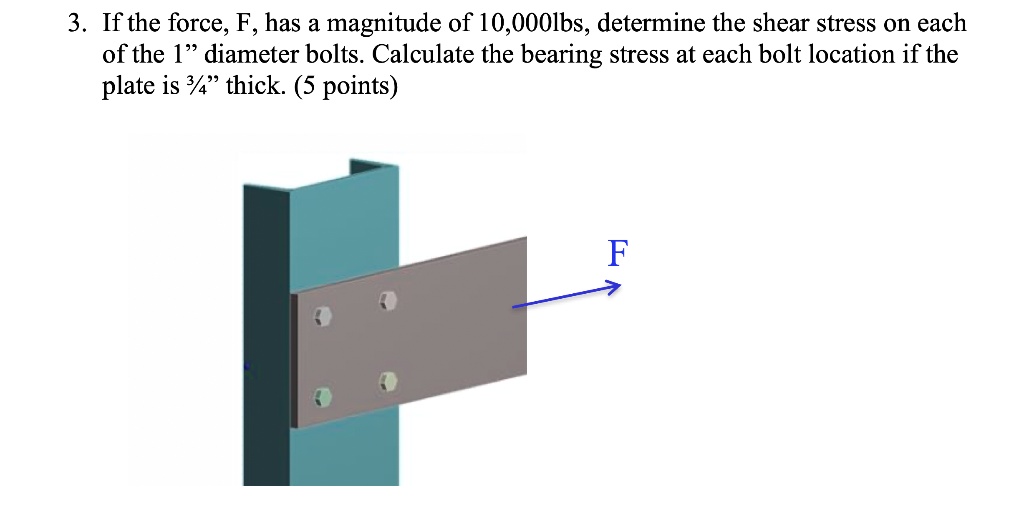 3. If the force, F, has a magnitude of 10,000lbs, determine the shear ...