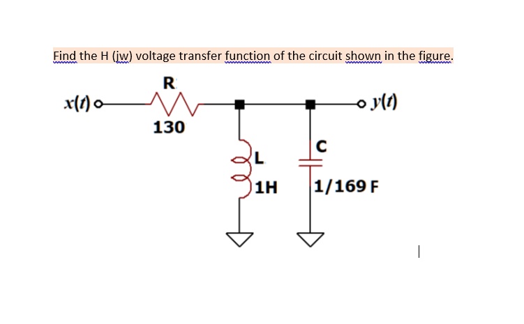 SOLVED: Find the H (jw) voltage transfer function of the circuit shown in the figure R x(t) o o ...
