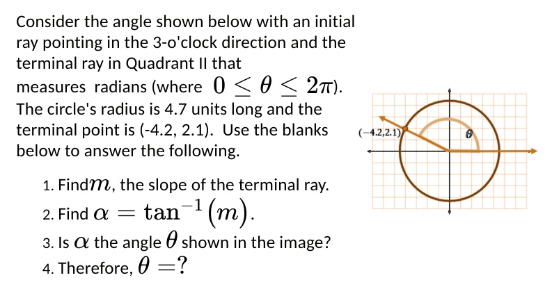 SOLVED: Consider the angle shown below with an initial ray pointing in the 3-0'clock direction ...
