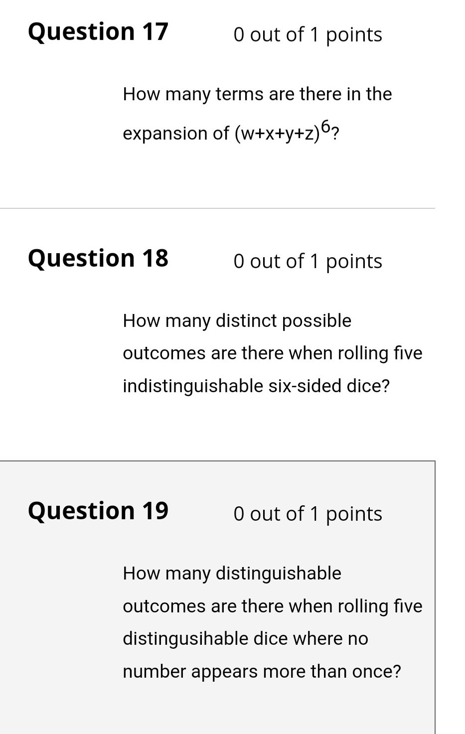 SOLVED: Question 17 0 out of 1 points How many terms are there in the ...