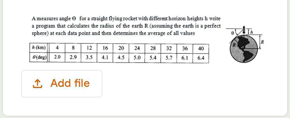 SOLVED: A measures angle O for a straight flying rocket with different ...