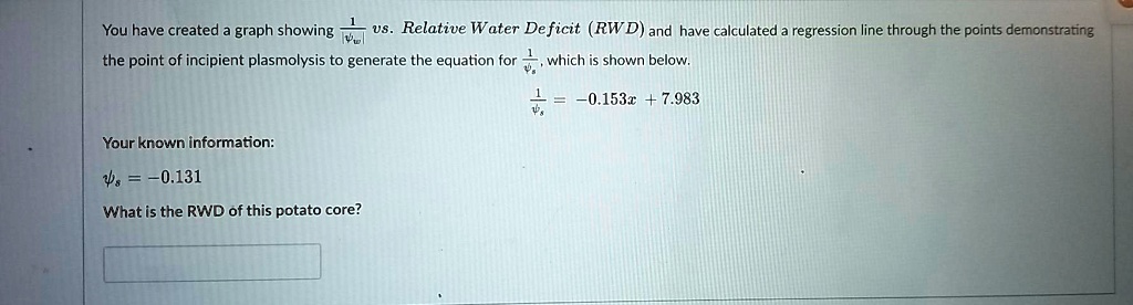 SOLVED: You have created graph showing Relative Water Deficit (RW D ...